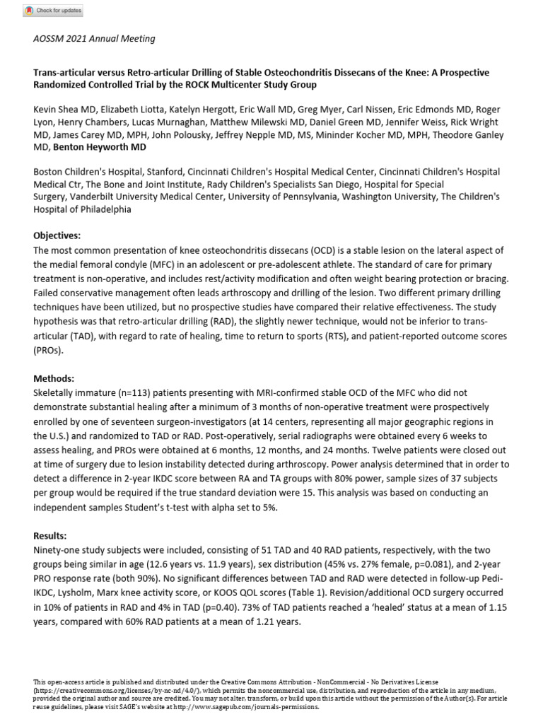 Knee OCD Drilling Techniques Study | PDF | Clinical Medicine | Medical ...