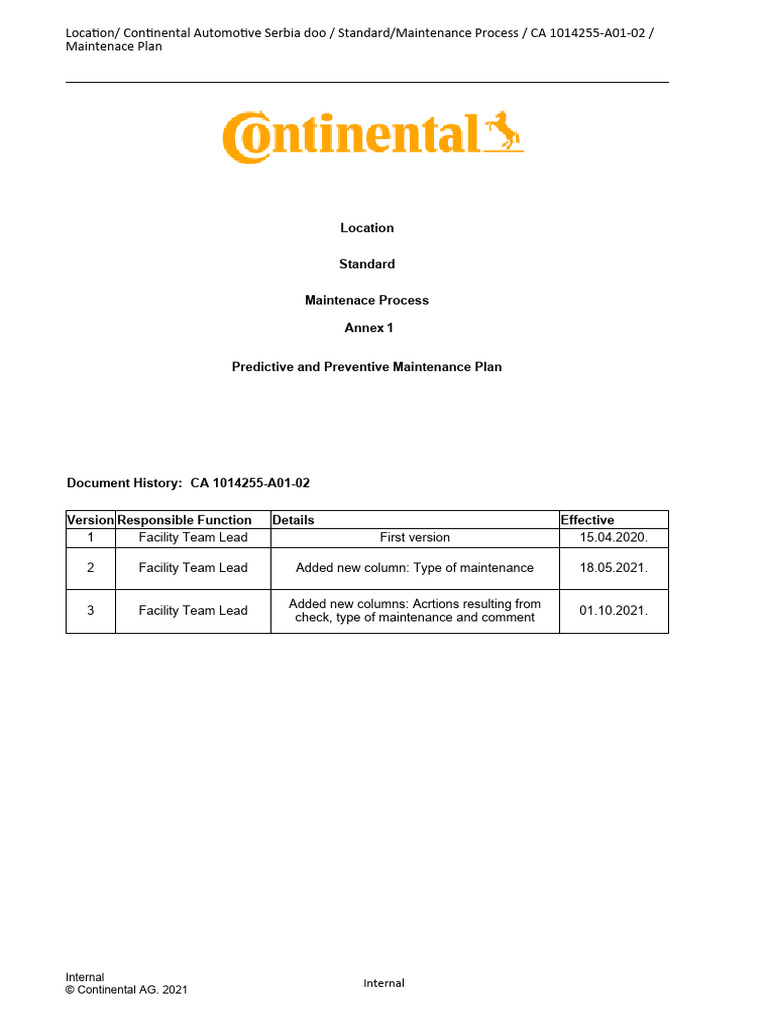 Maintenance Plan for Facility Teams | PDF | Air Conditioning ...