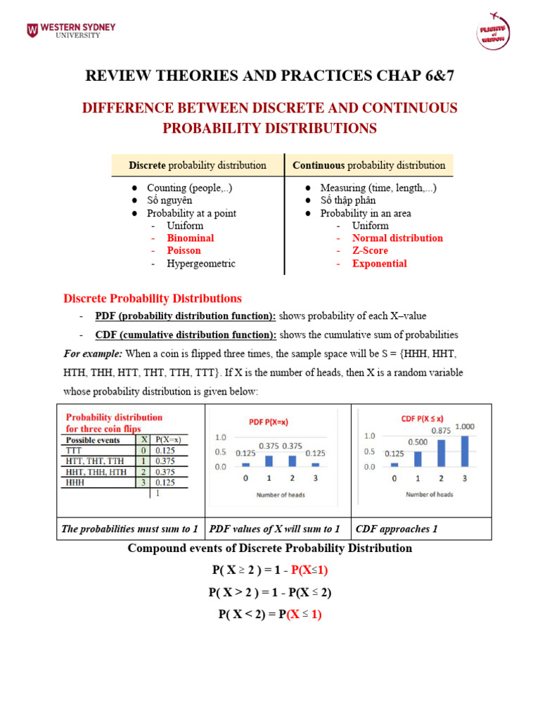 FOW9 - SB - Note Chapter 6&7 | PDF | Probability Distribution | Probability Density Function