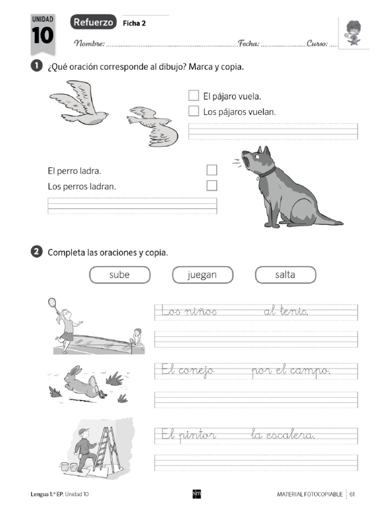 1º Primaria Ficha Frases | PDF