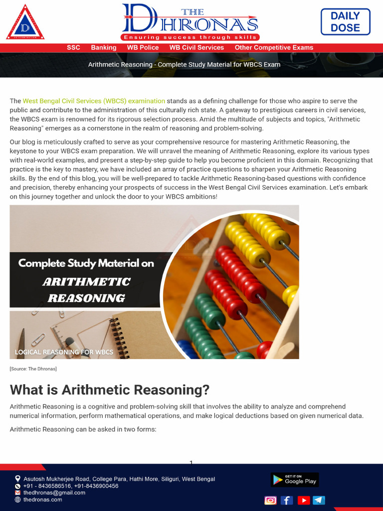Blog Arithmetic Reasoning Complete Study Material For Wbcs Exam Pdf
