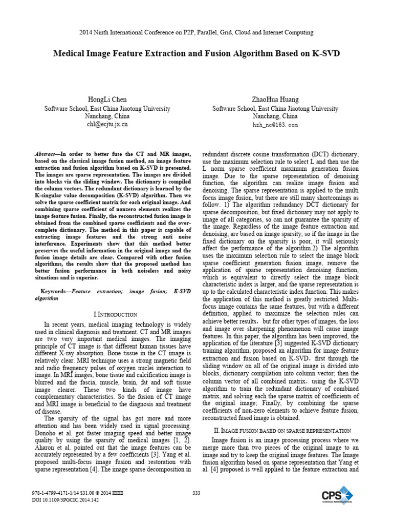 Medical Image Feature Extraction and Fusion Algorithm Based On K-SVD | Download Free PDF ...