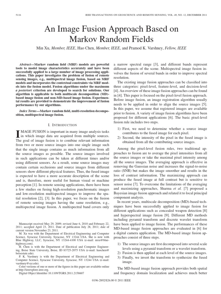 An Image Fusion Approach Based On Markov Random Fields | PDF | Signal To Noise Ratio ...