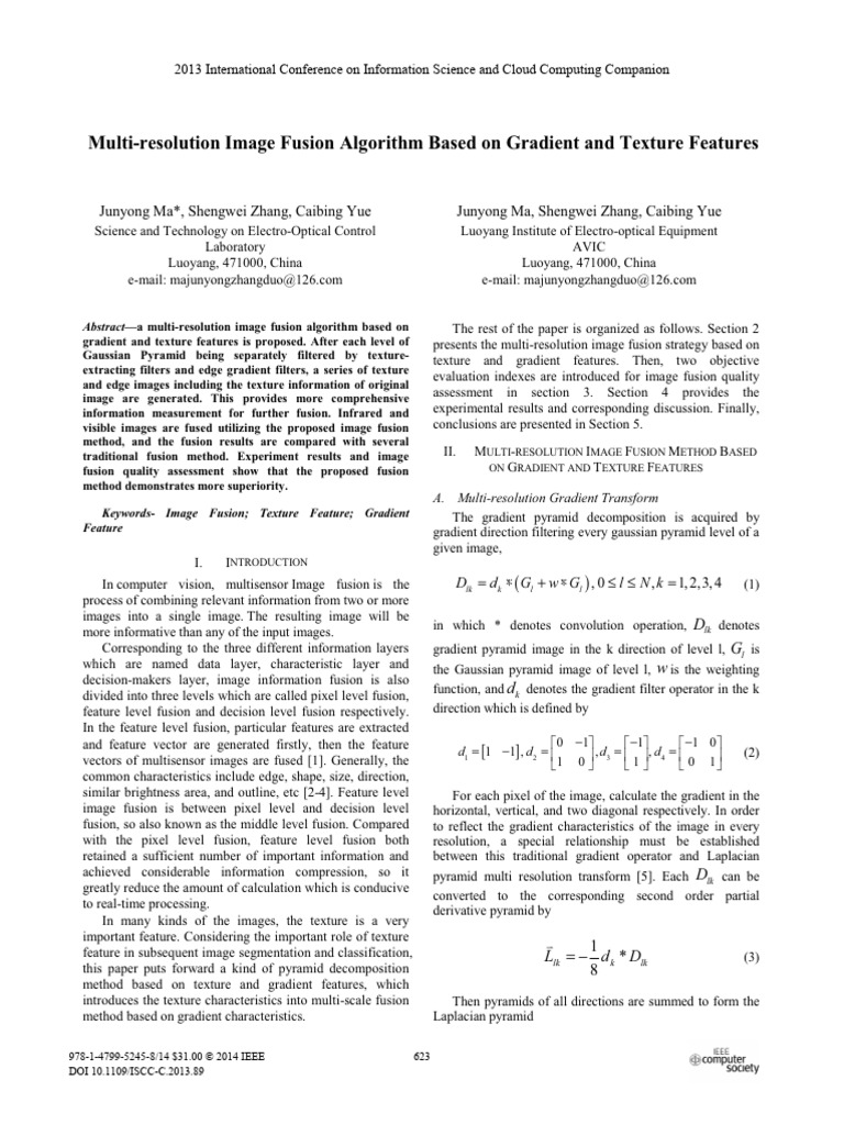 Multi-Resolution Image Fusion Algorithm Based On Gradient and Texture Features | PDF | Texture ...