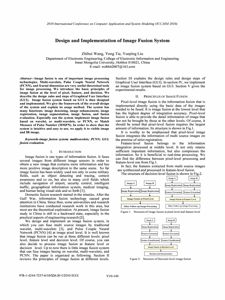 Design and Implementation of Image Fusion System | PDF | Graphical User Interfaces | Wavelet