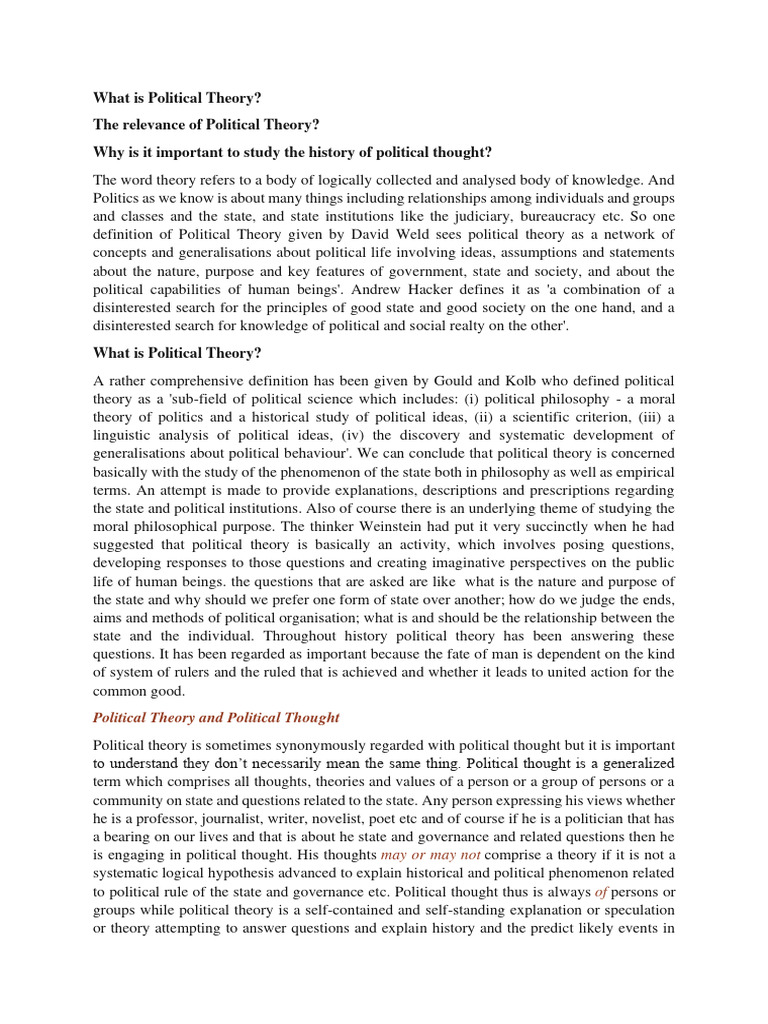 Understanding Political Theory Basics | PDF | Political Philosophy | Theory