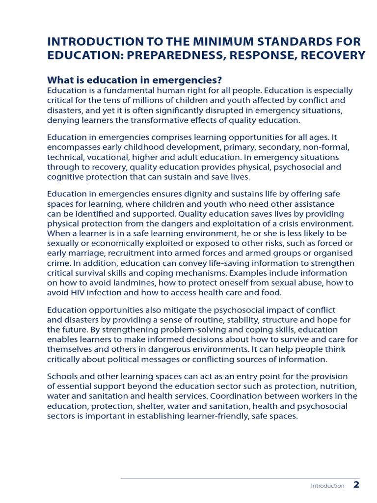 Minimum Standards For Education | PDF | Emergency Management ...