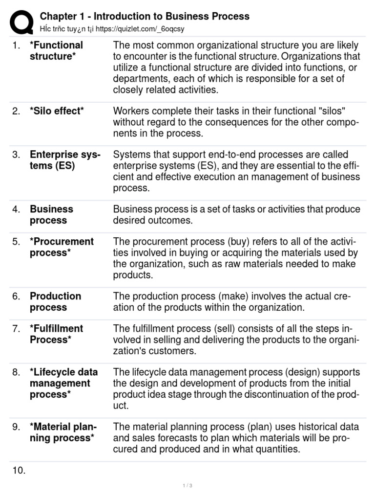 Chapter 1 - Introduction To Business Process | PDF | Inventory ...