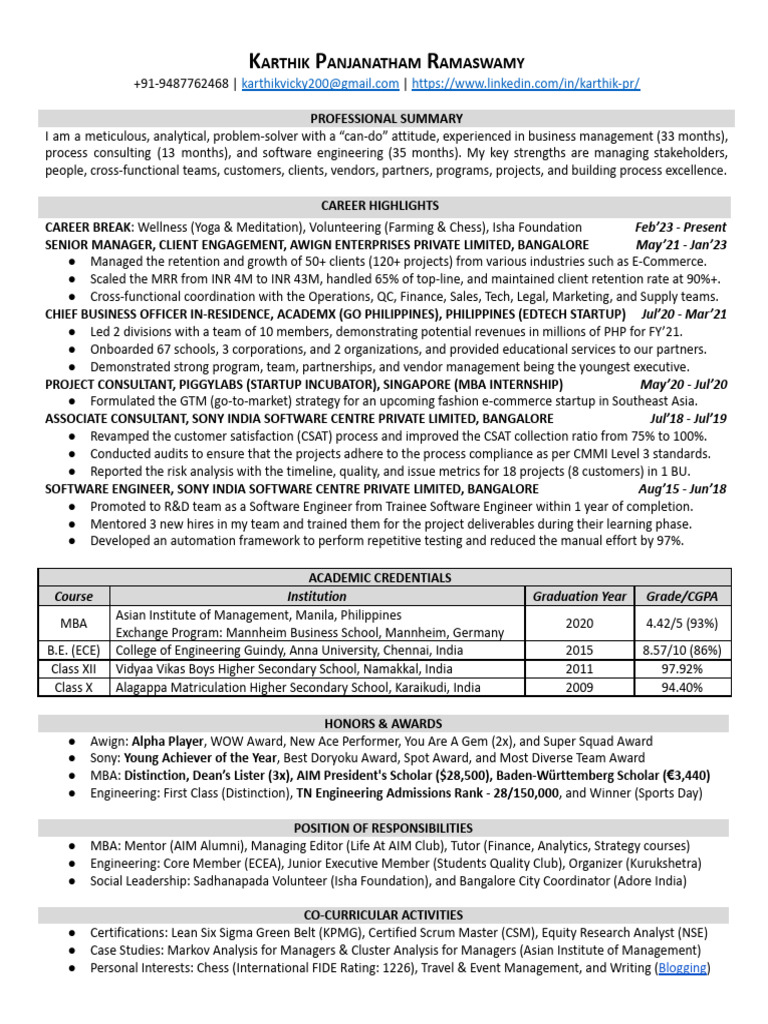 Karthik Resume | PDF | Business | Business Economics