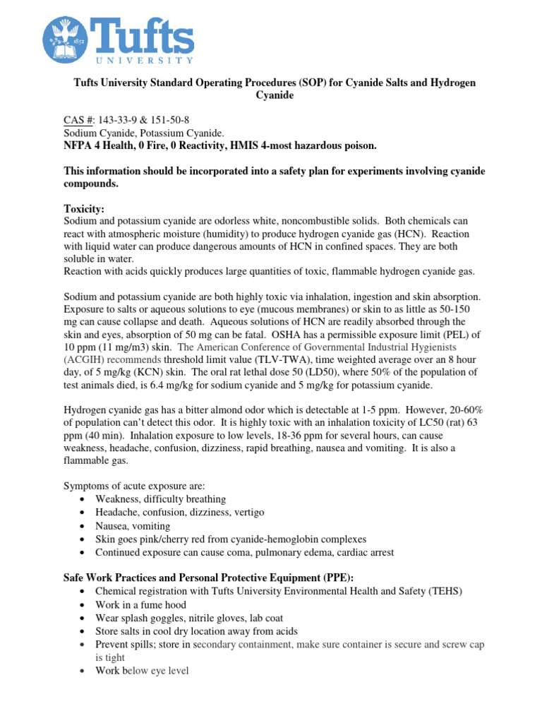 Cyanides SOP | PDF | Cyanide | Waste