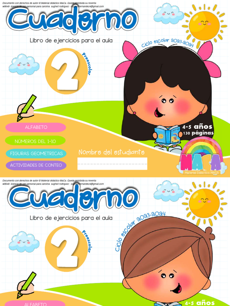 Cuaderno de Trabajo 2o Preescolar MACA | PDF