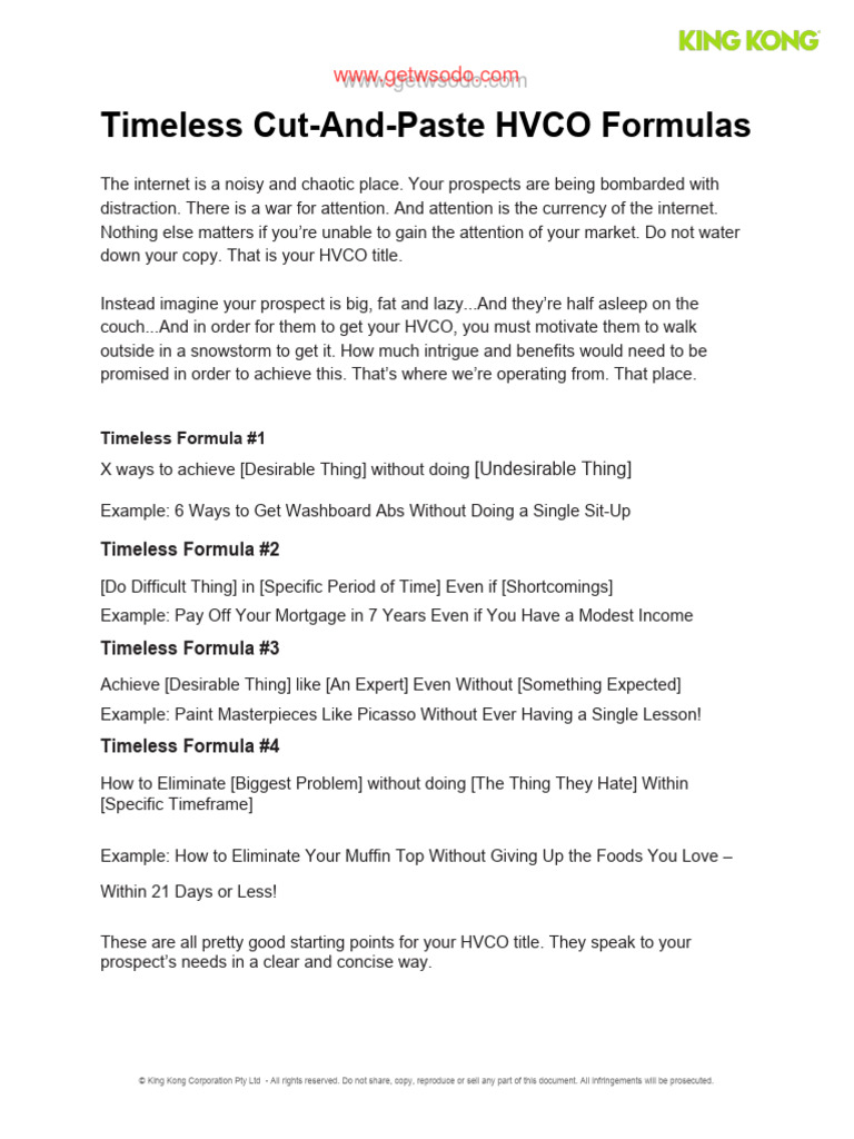 1.6-HVCO Formulas | PDF