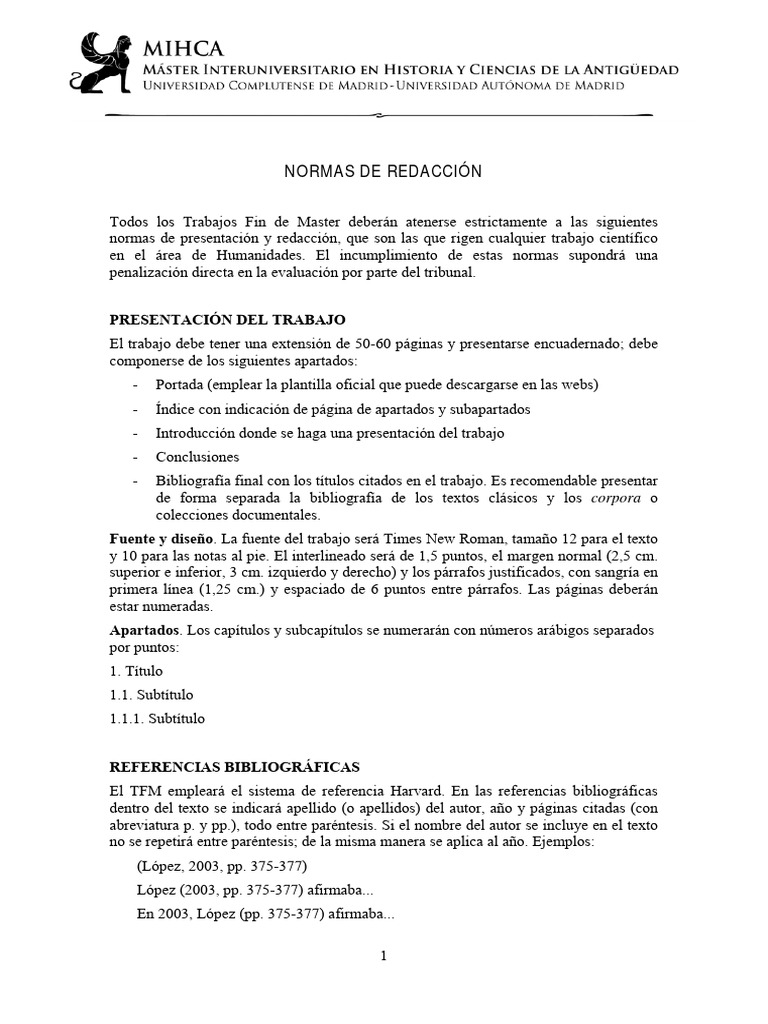 10 Normas - Redaccion - TFM | PDF | Bibliografía | Citación