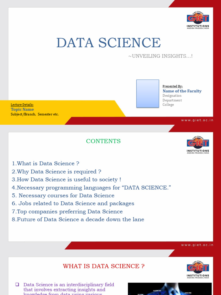 Data Science PPT Final | PDF | Data Science | Data
