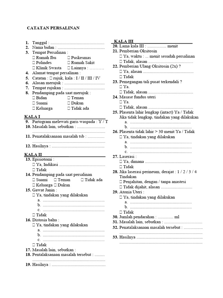 Catatan Persalinan 2 | PDF | Kesehatan Holistik