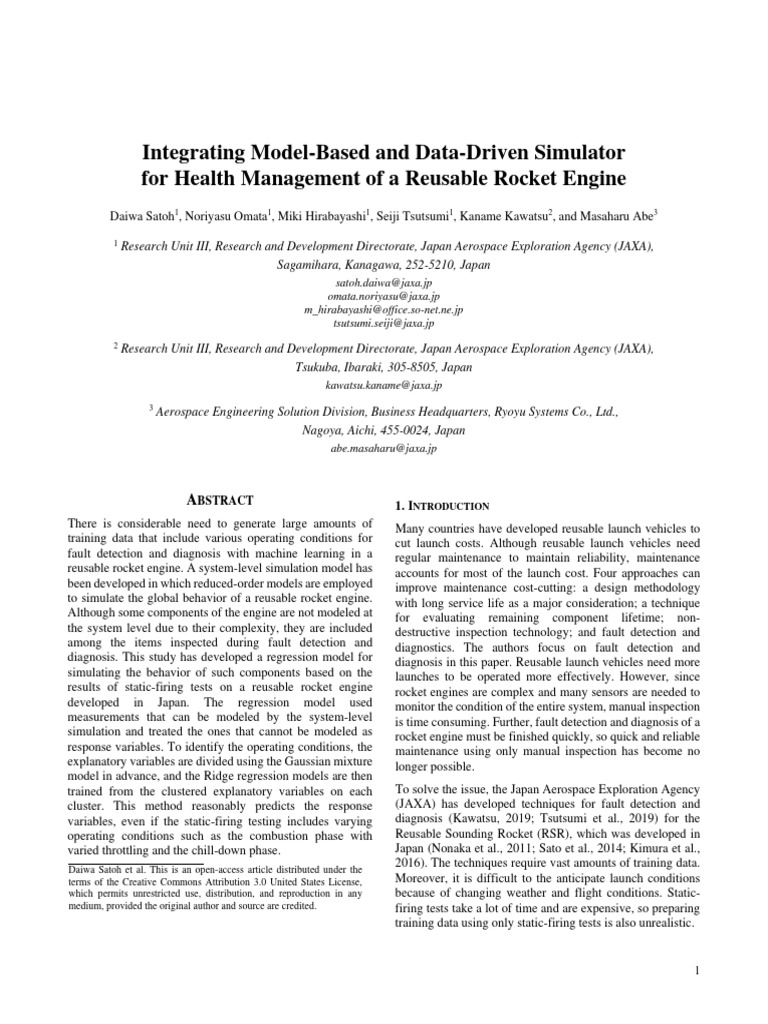 Integrating Model-Based and Data-Driven Simulator For Health Management of A Reusable Rocket ...