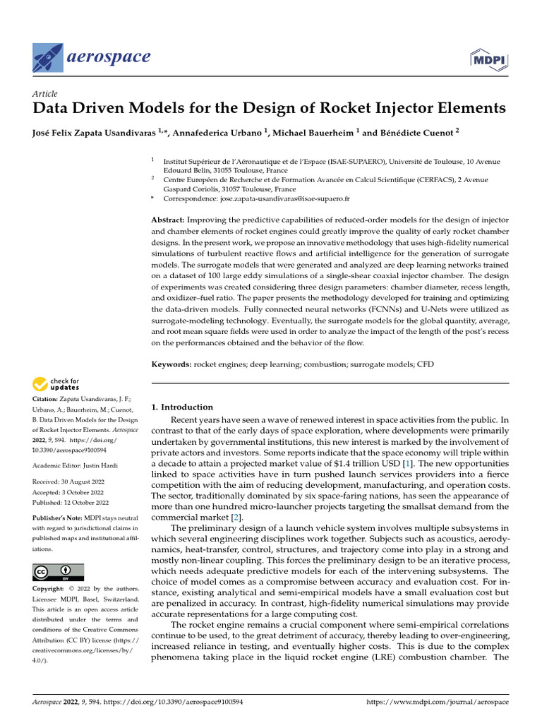 Data Driven Models For The Design of Rocket Injector Elements | PDF | Applied Mathematics