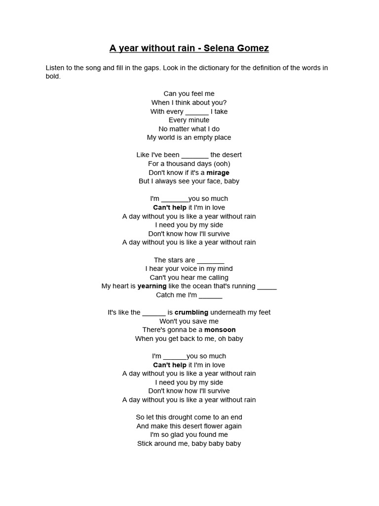 A Year Without Rain - Selena Gomez | PDF