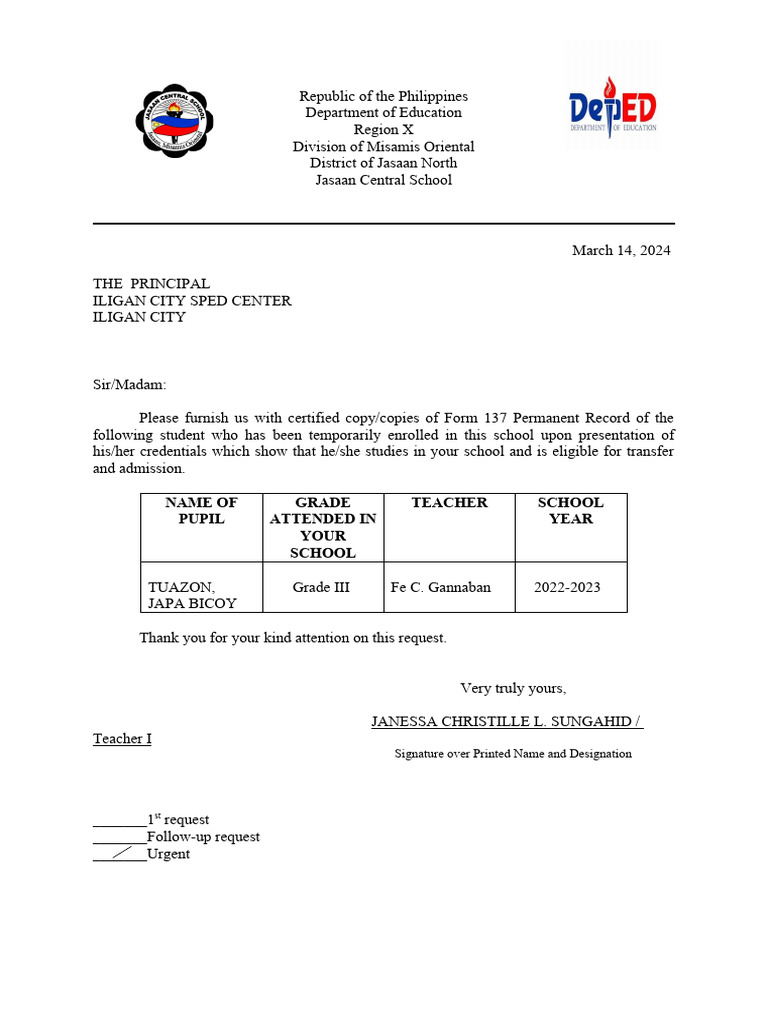 Request Form 137 | PDF