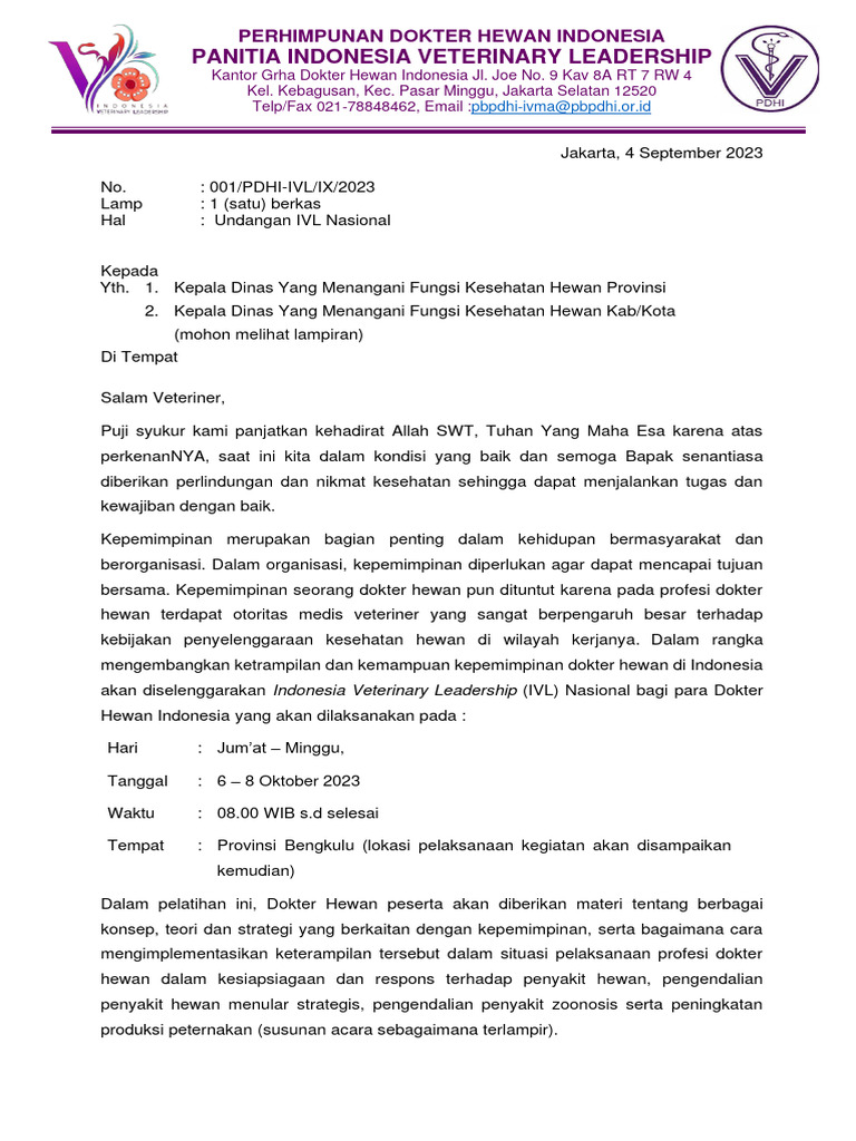 001 - Undangan IVL Dinas-Rev | PDF | Perjalanan | Kesehatan Holistik