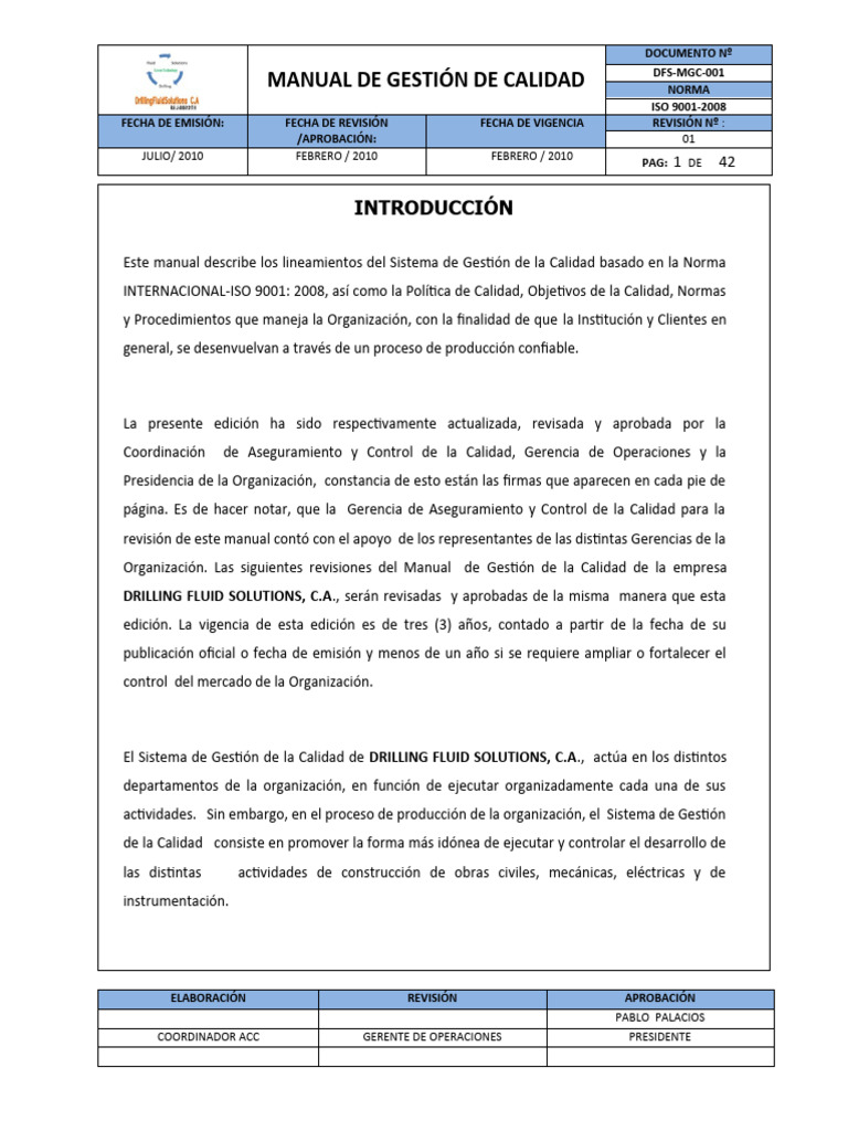 Manual de Calidad Drilling | Descargar gratis PDF | Calidad (comercial) | Sistema de manejo de ...