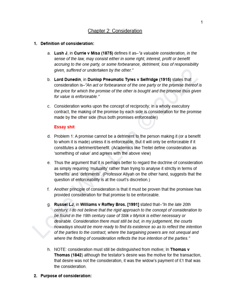 Understanding Legal Consideration in Contracts | PDF | Consideration ...