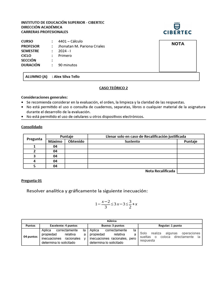 4401 - Cálculo - 2936 - 00 - T2 - Jhonatan - M. - Pariona - Criales (1) Alex MM | PDF ...