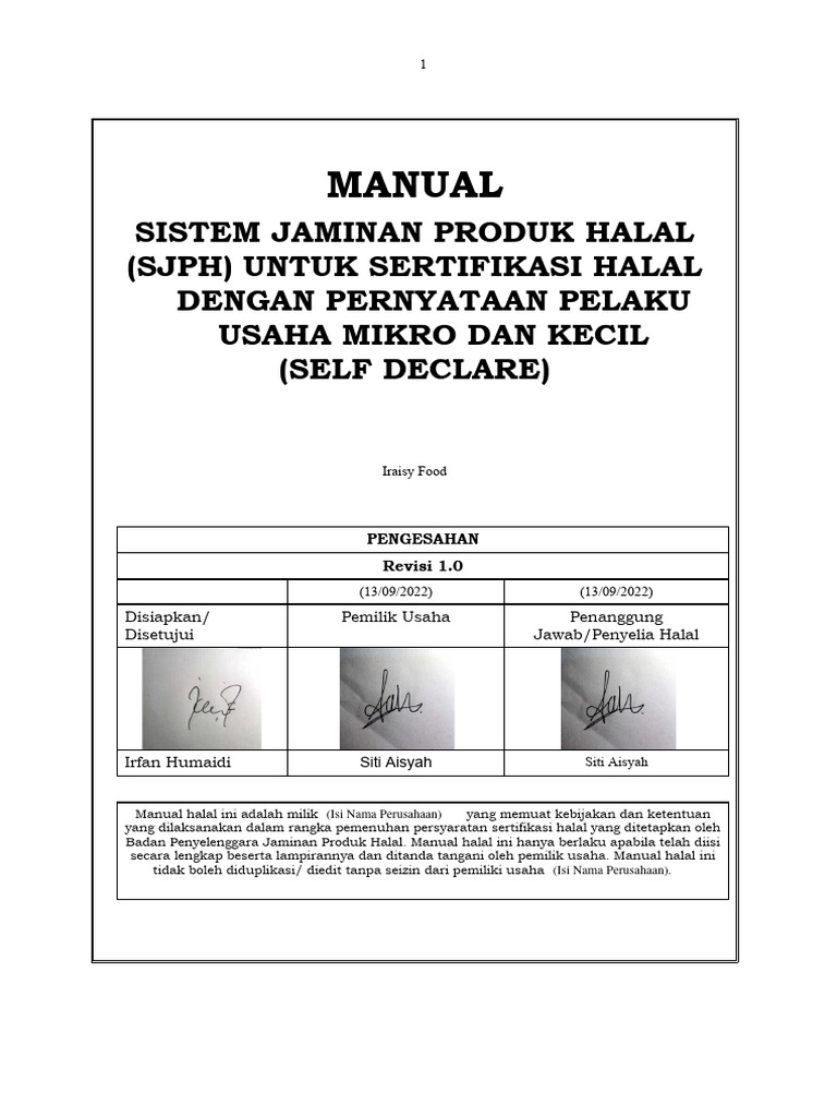 Manual SJPH Self Declare Final (Format Utk PU) | PDF | Bisnis