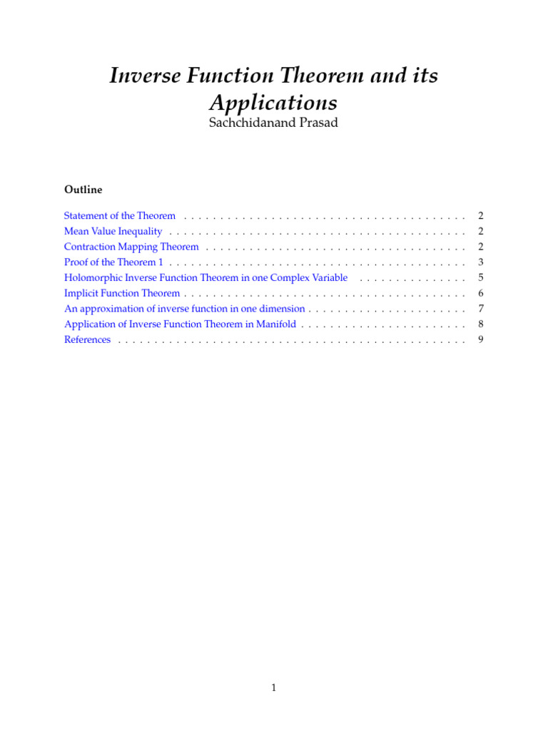 Inverse Function Theorem | PDF | Function (Mathematics) | Mathematical Concepts