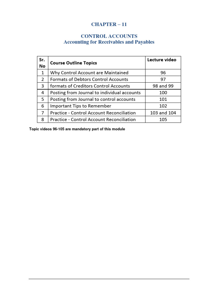 Control Accounts for Receivables & Payables | PDF | Debits And Credits ...