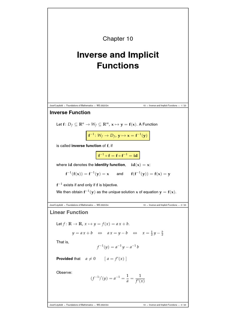 Advanced Math: Inverse Functions | PDF | Function (Mathematics ...