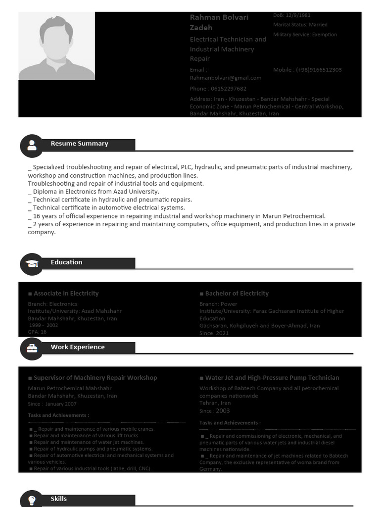 MyResume Karyabi 872 (WWW - Cvbuilder.me) | PDF | Machines | Crane (Machine)