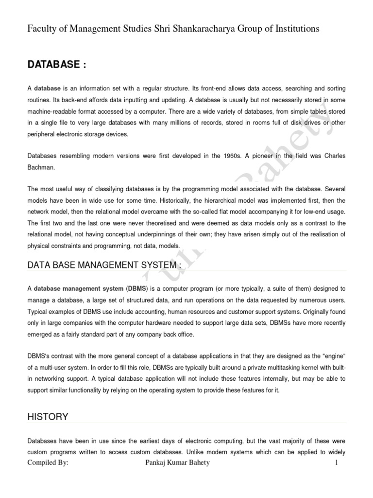 Database | Download Free PDF | Databases | Relational Database