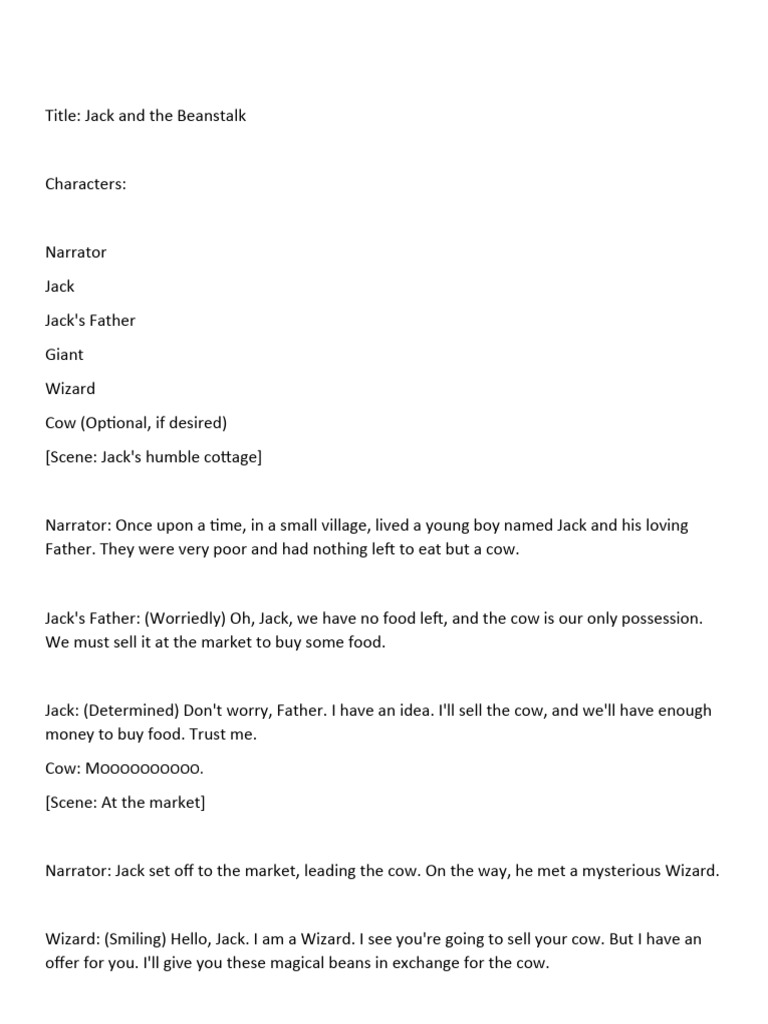 Jack and The Beanstalk Script 2 | PDF