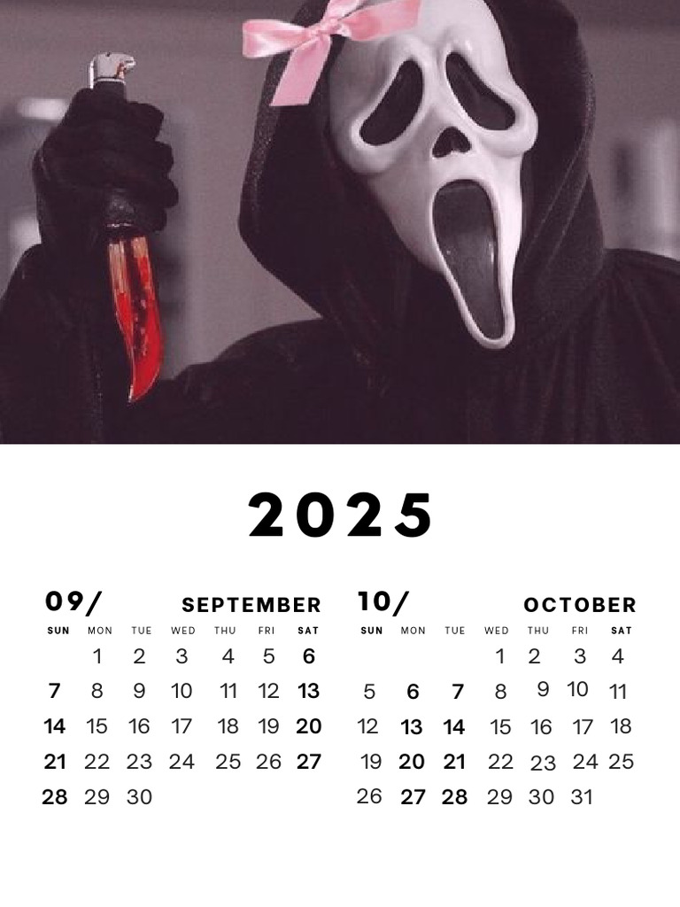 Black White Minimalist Landscape 2025 Calendar A4 Document | PDF