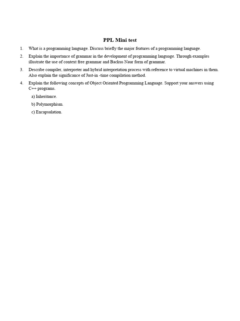 Ppl Mini Test Solution Pdf Inheritance Object Oriented Programming Programming Language 