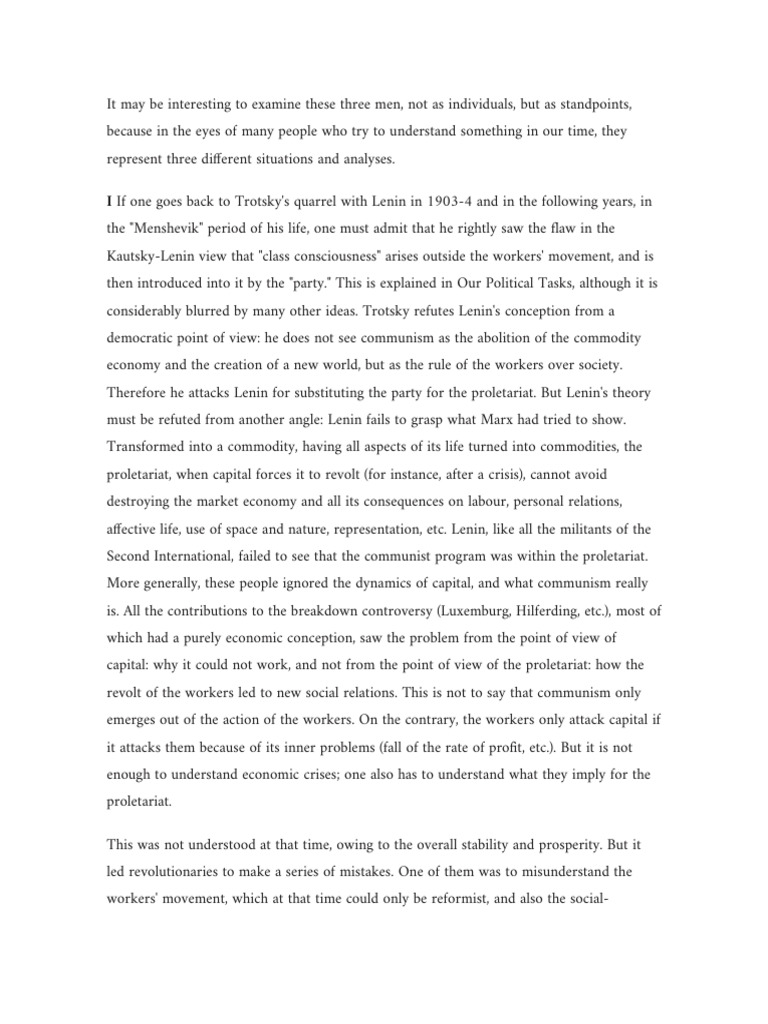 1973 01 Notes On Trotsky, Pannekoek, Bordiga | PDF | Communism | Socialism