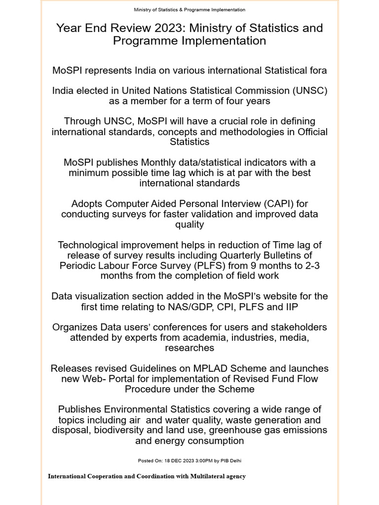 Ministry of Statistics and Programme Implementation | PDF | Computers