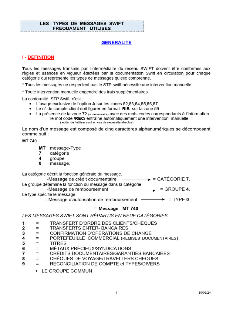 Types de messages SWIFT utilisés | PDF | Lettre de crédit | Finances ...