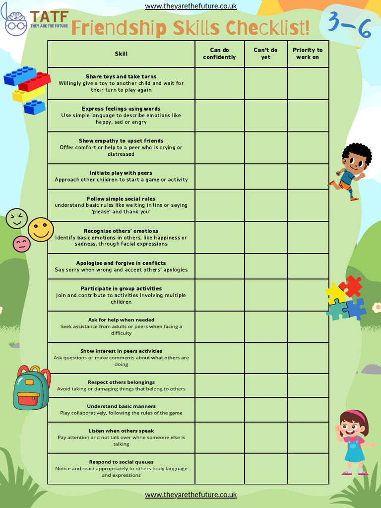 Friendship Skills Checklist | PDF | Empathy | Friendship
