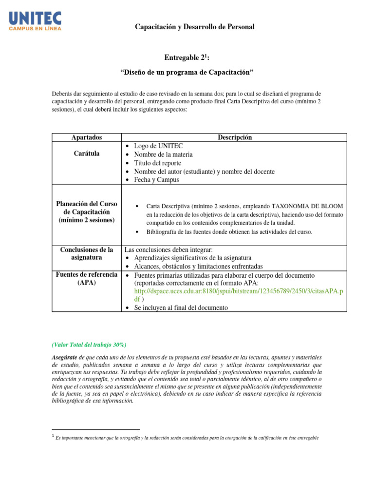 Entregable 2 Diseño de Plan de Capacitación | PDF
