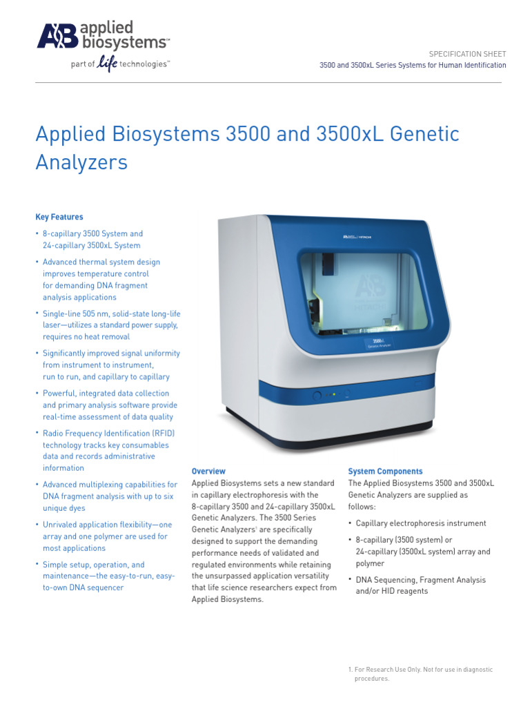 Genetic Analyzer 3500 Specification Sheet - 240513 - 211708 | PDF ...