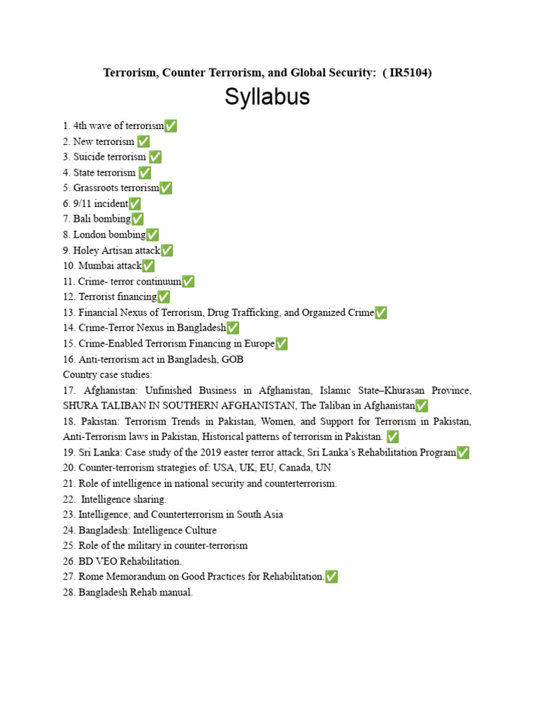 Terrorism & Counter-Terrorism Notes | PDF | Suicide Attack | National ...