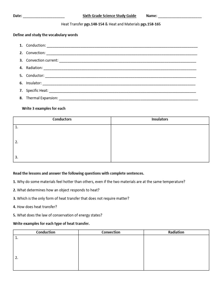 Sixth Grade Study Guide 2nd Quarter | PDF