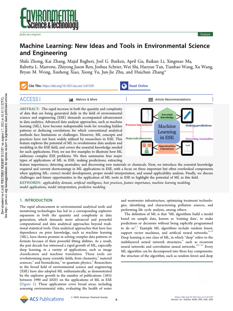 Machine Learning: New Ideas and Tools in Environmental Science and ...