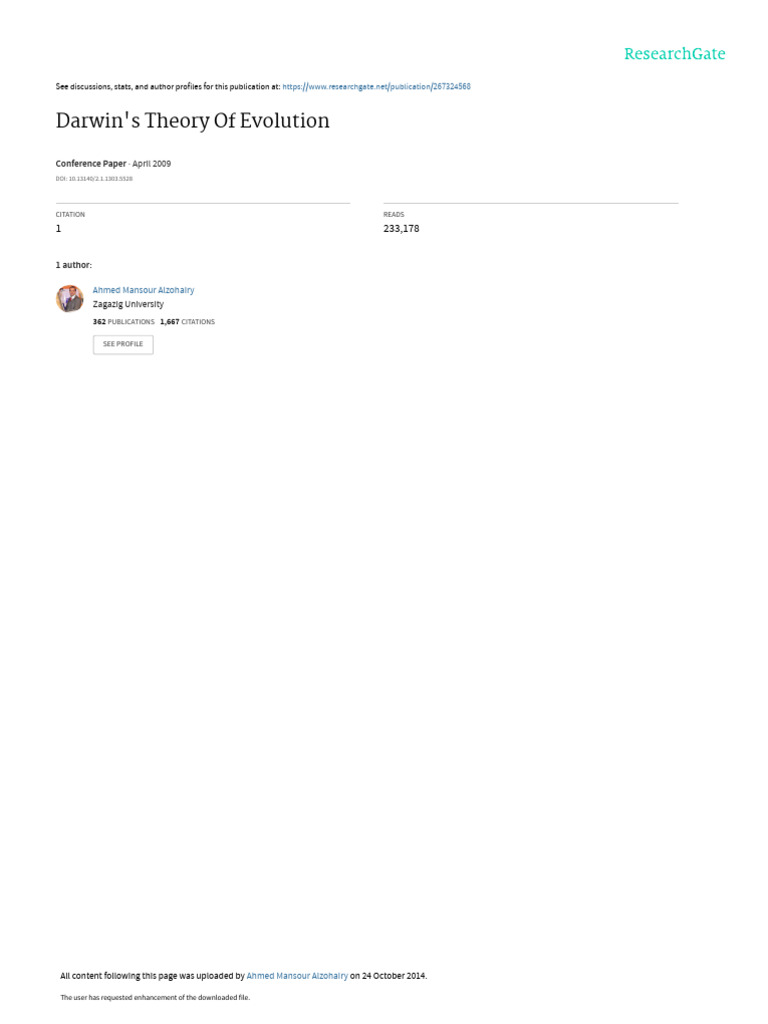 Darwins Theory of Evolution | PDF | Evolution | Natural Selection