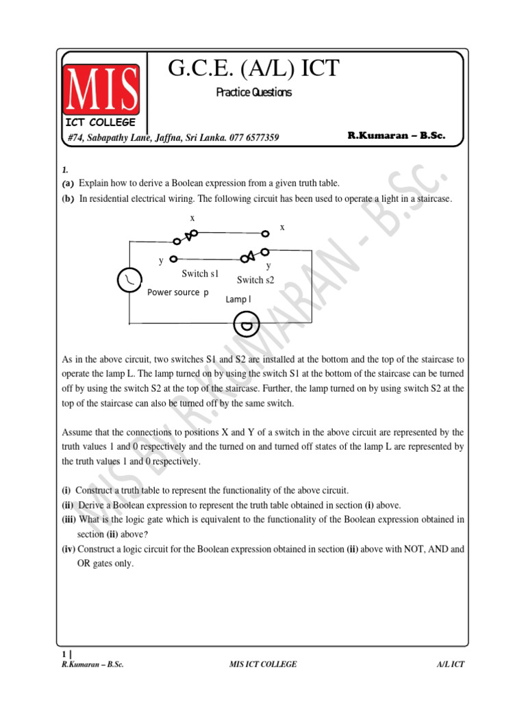 Tute 05 EM | PDF | Boolean Algebra | Teaching Mathematics