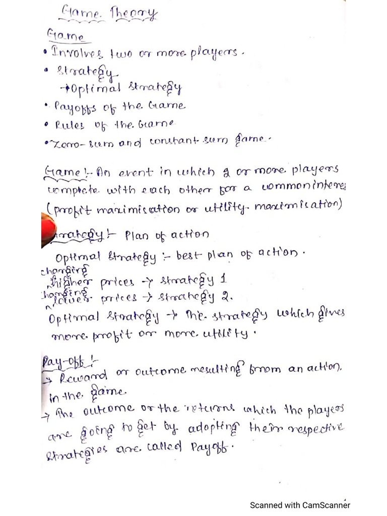 Game Theory Notes | PDF