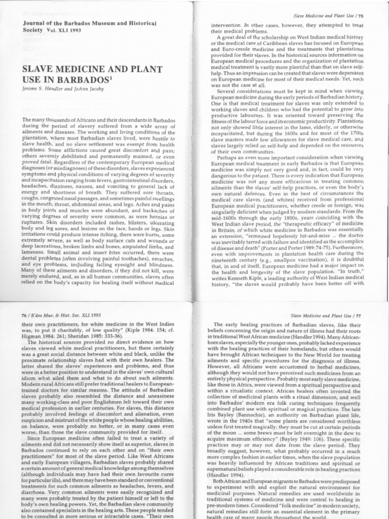 Slave Medicine and Plant Use in Barbados | PDF | Alternative Medicine ...