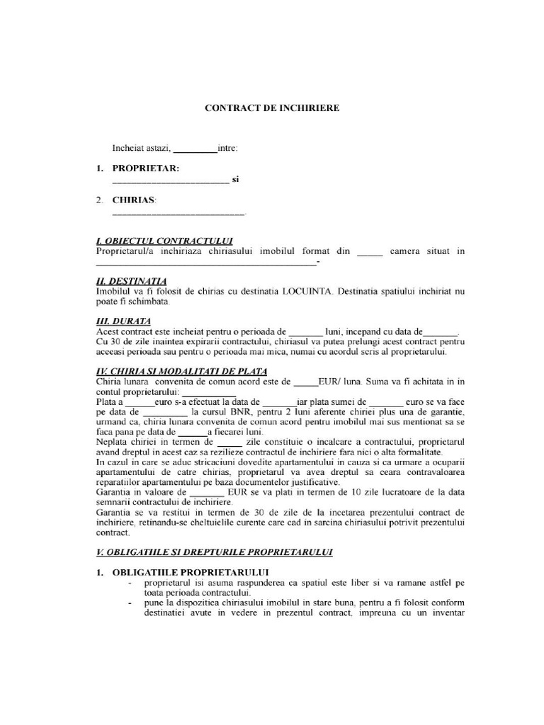 Contract-inchiriere-model (1) | PDF